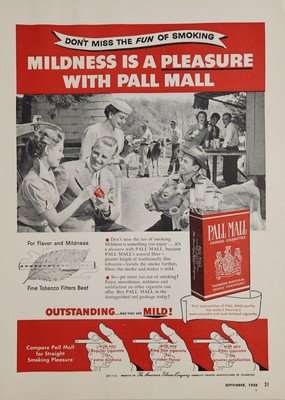 1956 Print Ad Pall Mall Cigarettes Calves with Blue Ribbons in Country ...