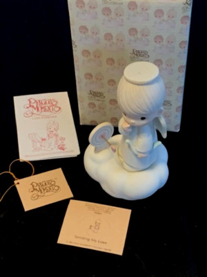 PRECIOUS MOMENTS 100056 SENDING MY LOVE 1985 SJB-BOY ANGEL w/ARROW-VGC ...