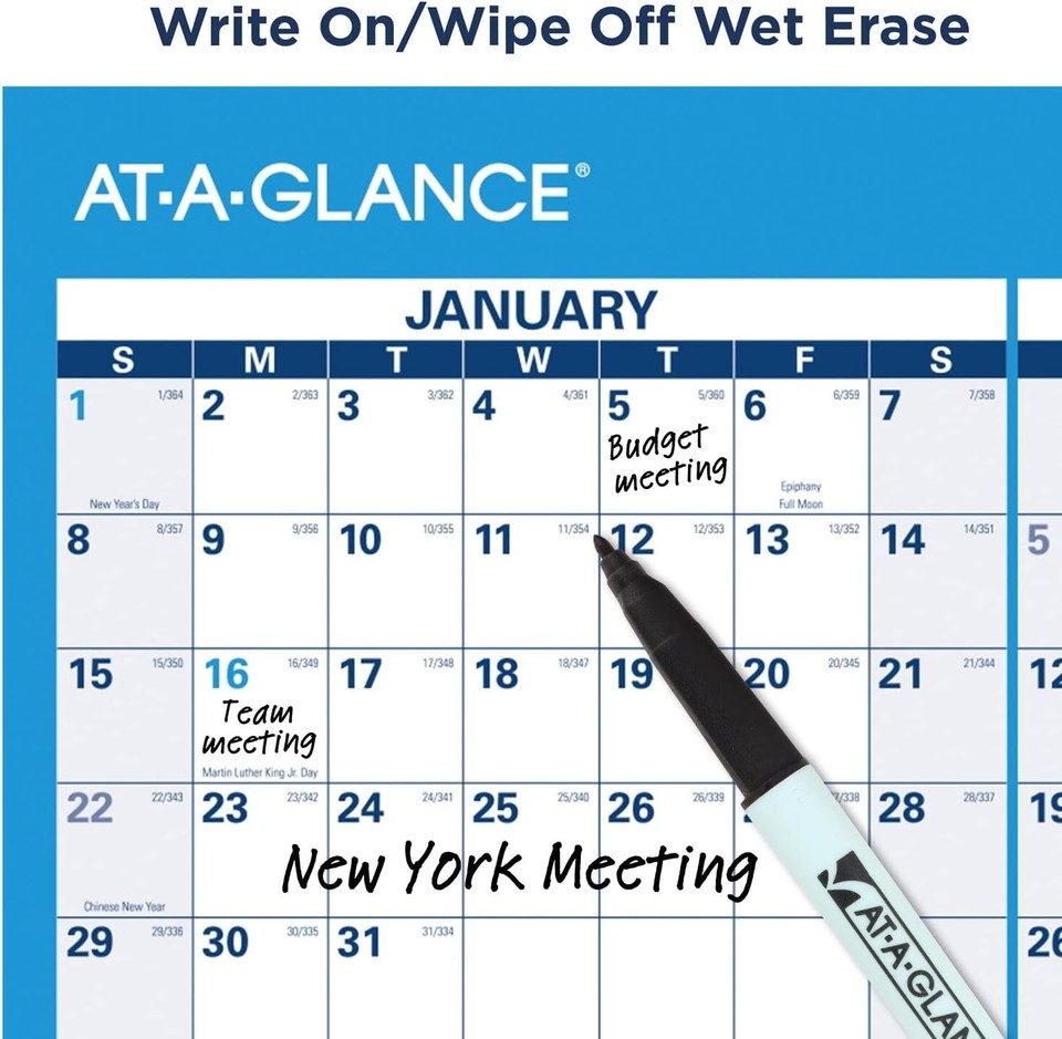 NEW AT-A-GLANCE 2023 Erasable Calendar Dry Erase Wall Planner 36" x 24 ...