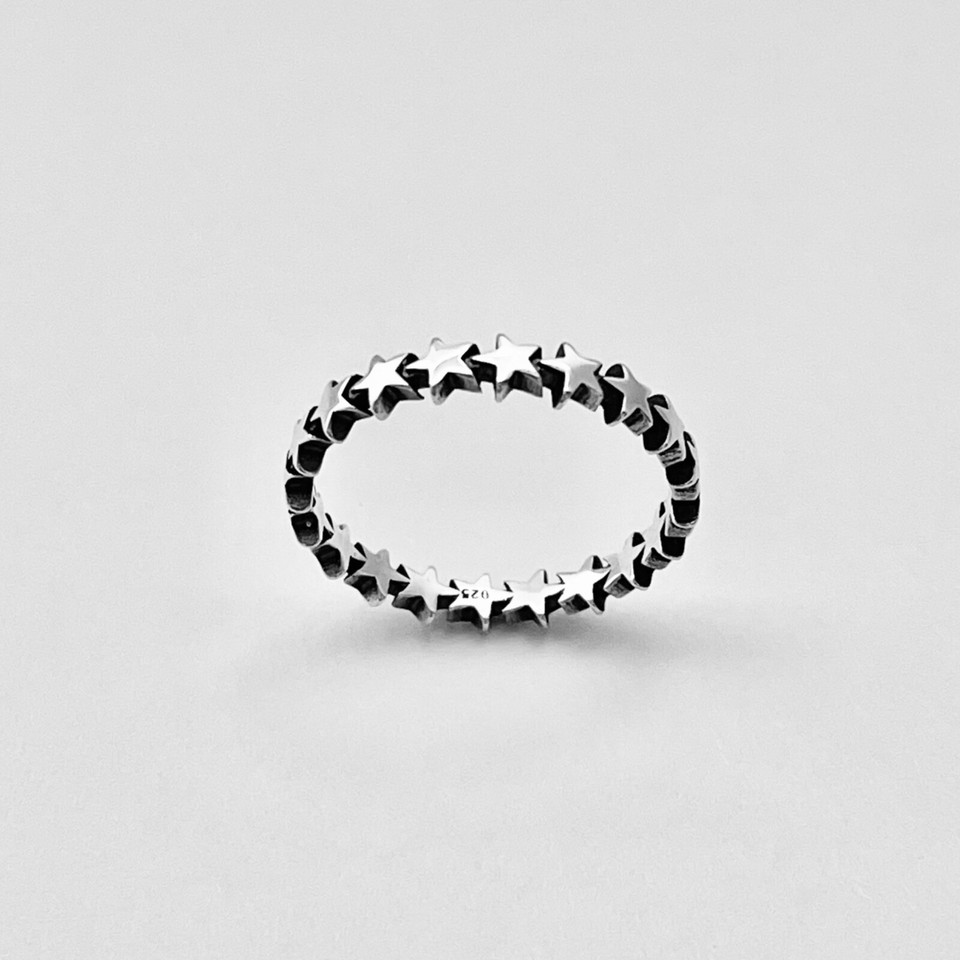 Sterling Silver Eternity Star Band Ring, Celestial Jewelry, Stackable ...