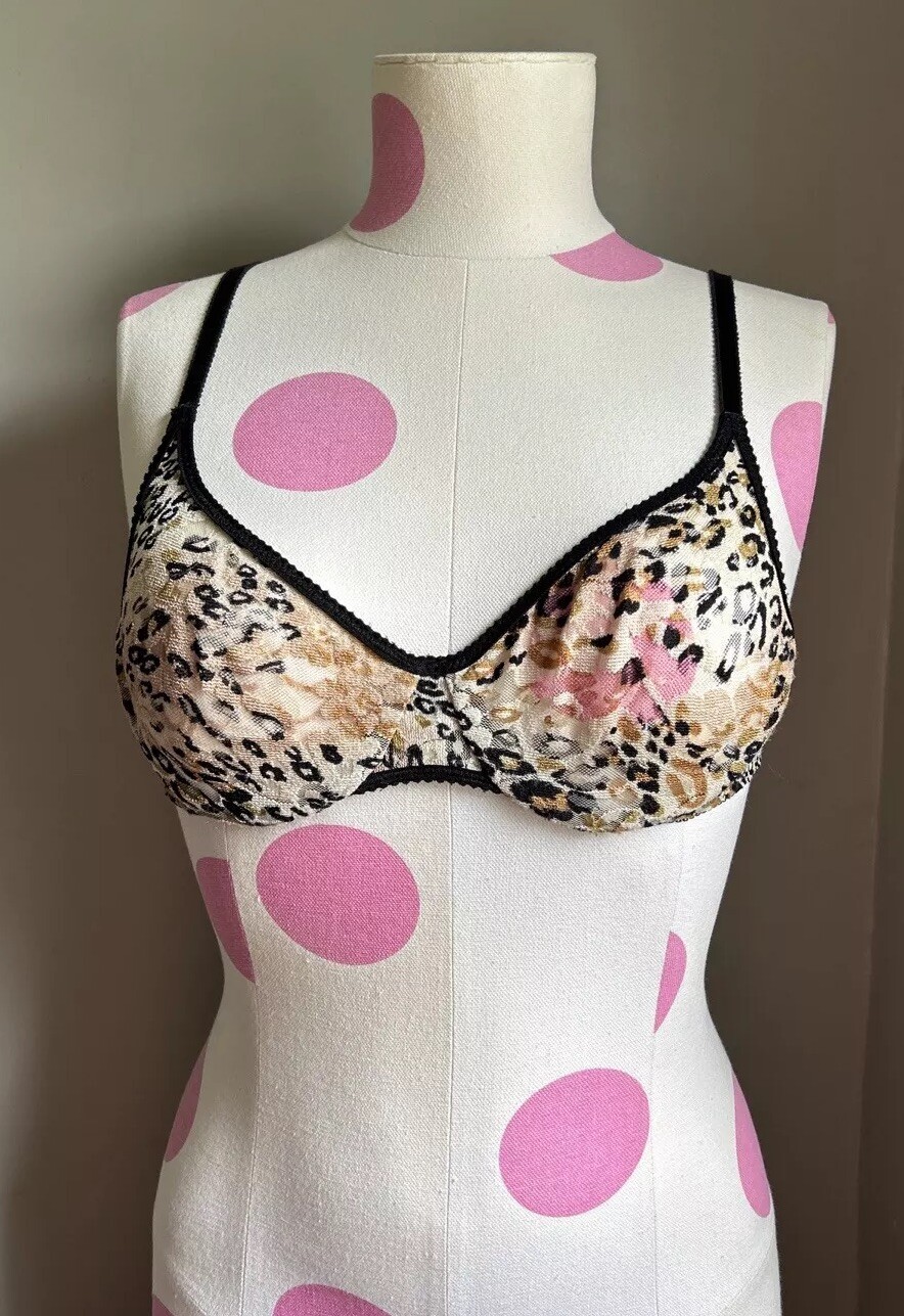 Vtg Victoria's Secret Sheer Mesh UnLined Bra 34B Gold… - Gem