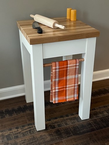 Brand New Custom Oak 30x19" Butcher Block Working Table; White; Local ...