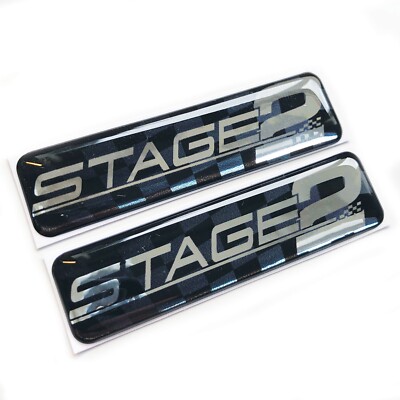 2x Stage 2 Engine Car Chrome 3D Domed Gel Decal Sticker Badge Wing ...