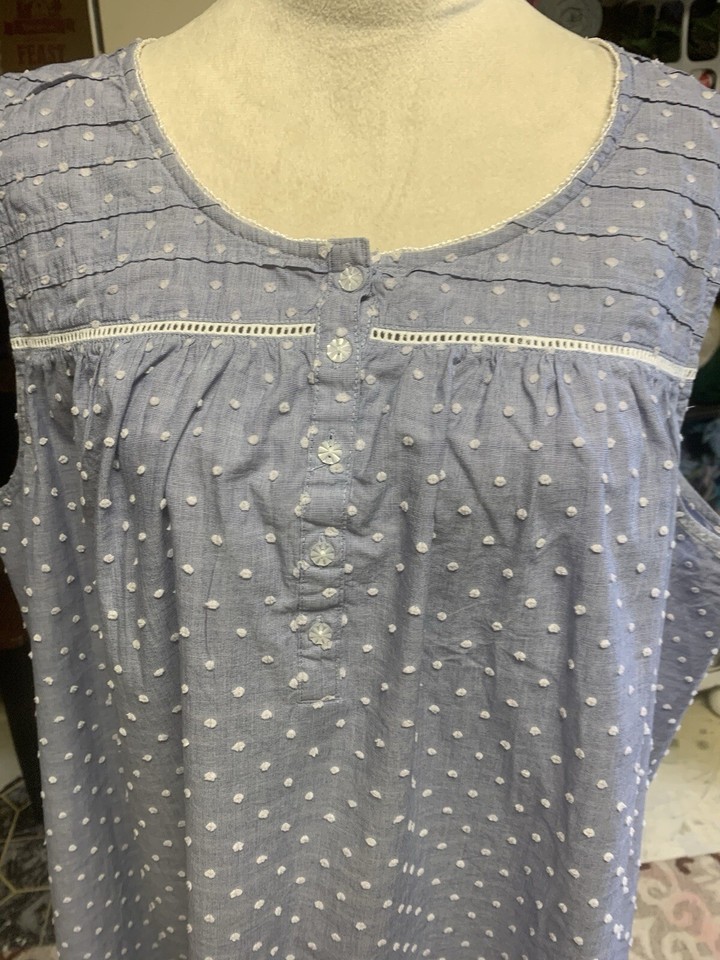 Croft Barrow Nightgown Blue W Raised White Dots Sleeveless 1X | eBay