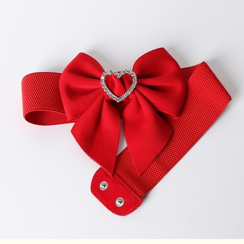 Lady Bowknot Waistband Wide Elastic Waist Belt Rhinestone for Dress ...