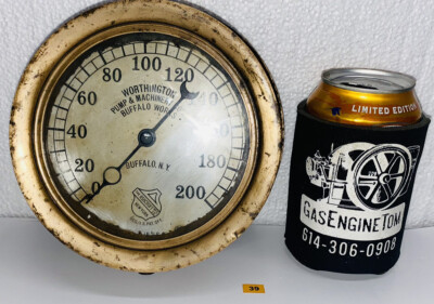 WORTHINGTON PUMP by ASHCROFT 200 PSI Steam Pressure Gauge Brass Vintage ...