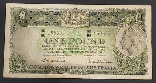 1961 Australian One Pound Coombs/Wilson Banknote HC88 VF | eBay