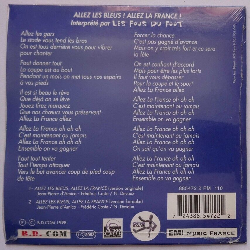LES FOUS DU FOOT : ALLEZ LES BLEUS ! ALLEZ LA FRANCE ! ♦ NEW CD SINGLE ...