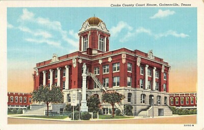 1930's Cooke County Court House & Confederate Monument Gainesville TX ...