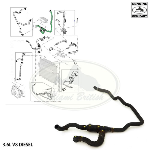 LAND ROVER COOLING SYSTEM HOSE RANGE SPORT 06-13 3.6L V8 DIESEL ...