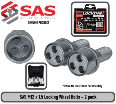 SAS Security Locking Wheel Bolts M12X1.5 Caravan Trailer Motorhome Car ...