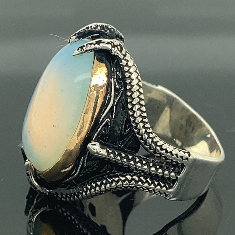 925 Silver Oval Men Moonstone Sterling Silver Claw Ring | eBay