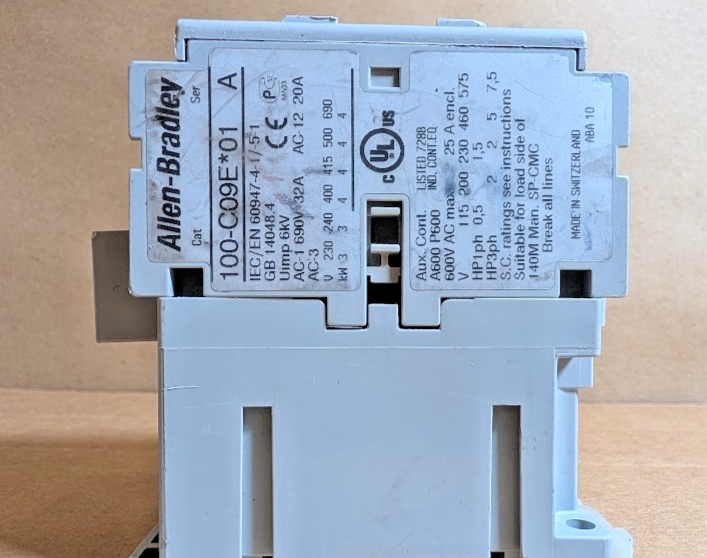 Allen-Bradley 100-C09EJ01 IEC Contactor, 3P, 9A, 24VDC Coil, 1 NC (New ...
