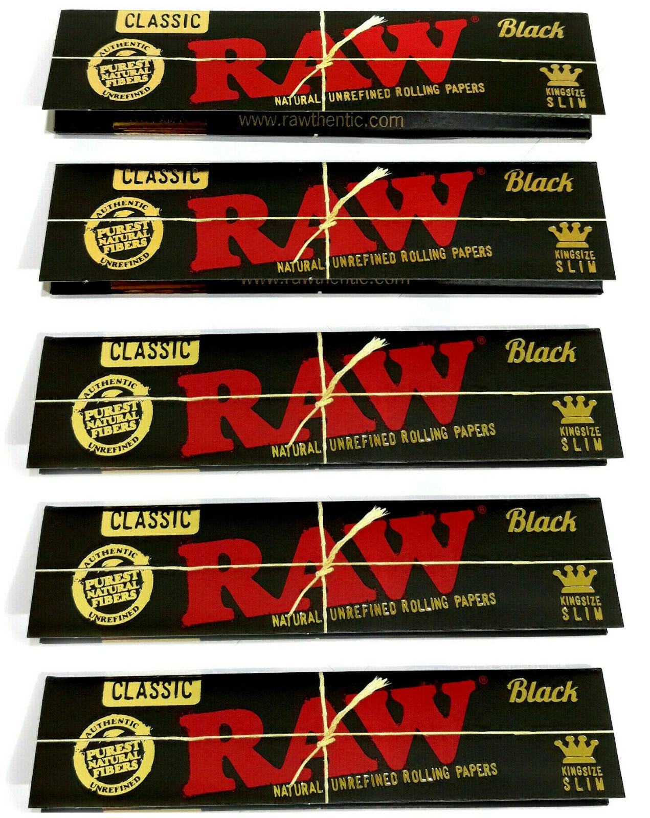 RAW Black CLASSIC Rolling Papers King Size Slim Natural Tips Roach ...