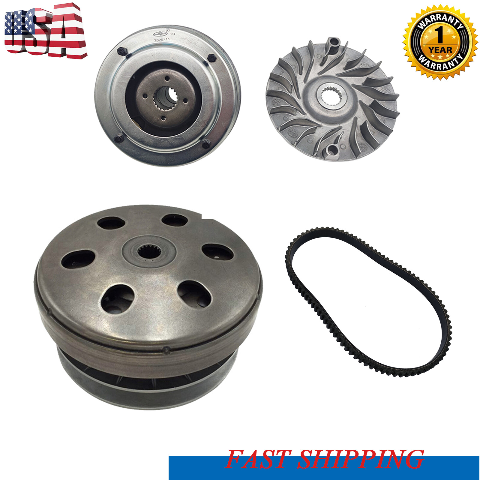 NEW PRIMARY SECONDARY CLUTCH W/ CVT BELT FOR LINHAI BIGHORN 400 ATV UTV ...