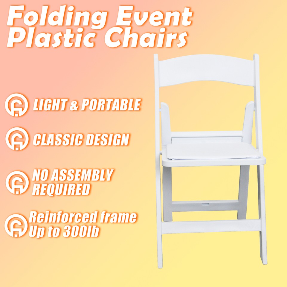Set of 4 Folding Event Chairs Plastic Outdoor Chair for Weddings ...