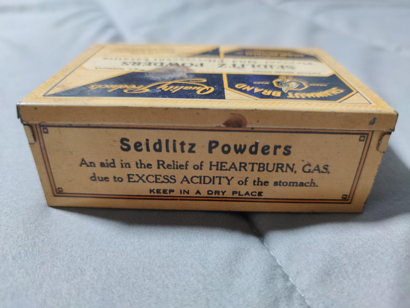 Vintage Shawmut Brand Seidlitz Powders Laxative Tin Gilman Bros Boston ...