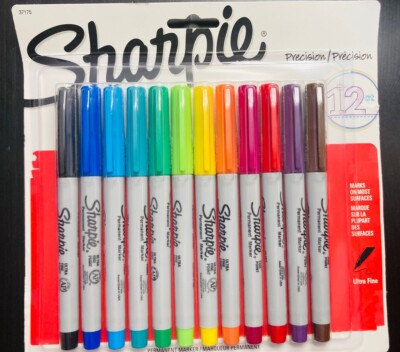 SHARPIE Permanent Markers, Ultra Fine Point, Assorted Colors, 12 Count ...
