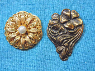 Vintage LOT Scarf Sweater Clips Both Signed LIEBA USA Bronze Gold Tone ...