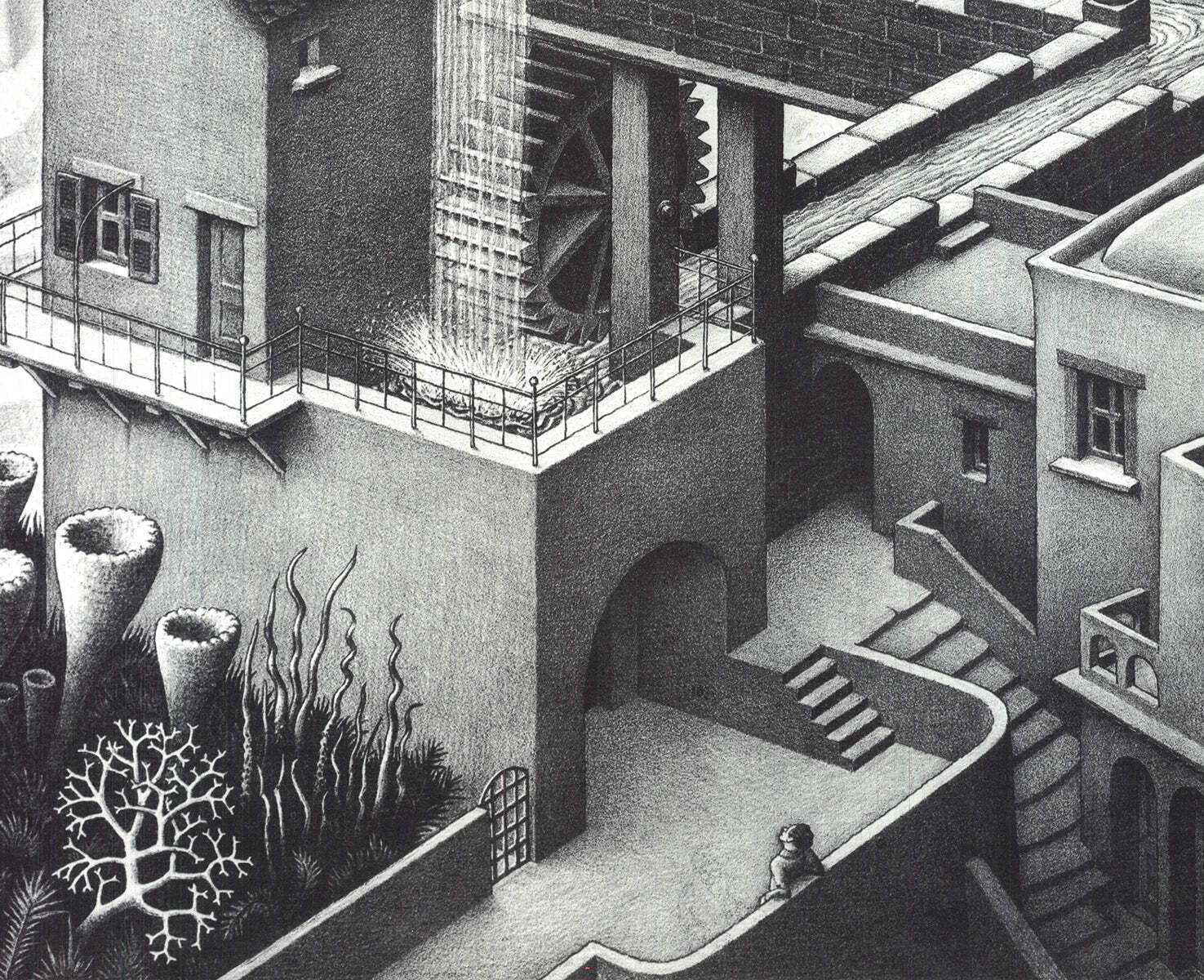 M.C. ESCHER Waterfall (Small) 22.75" x 18.5" Offset Lithograph ...