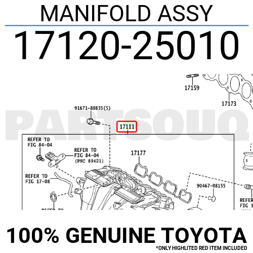 1712025010 Genuine Toyota MANIFOLD ASSY 17120-25010 | eBay