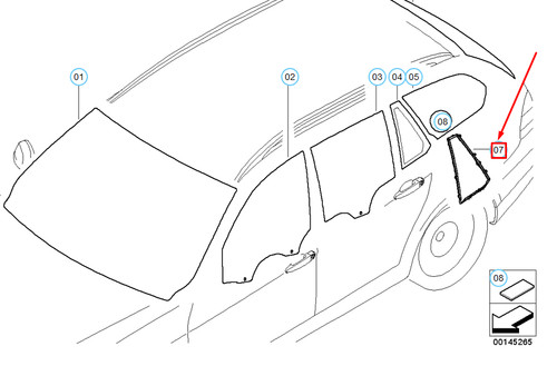 2006-2012 BMW 3 TOURING Series E91 Rear Right Side Window Seal ...