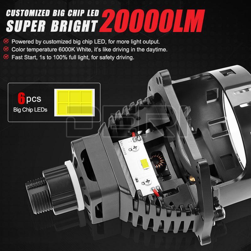 2x 3 inch RHD Bi-LED Projector Lens LED Headlight Hi-Lo Beam Retrofit ...