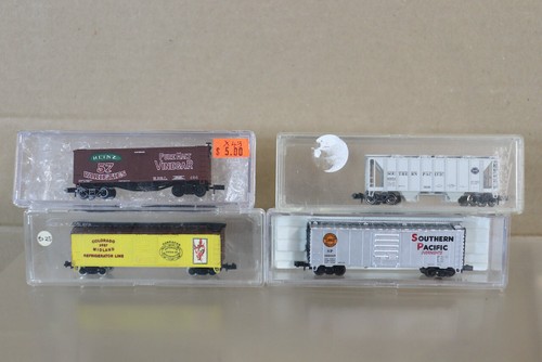 ATLAS MINITRIX N GAUGE RAKE of 4 SOUTHERN PACIFIC HEINZ BOX CAR HOPPER ...