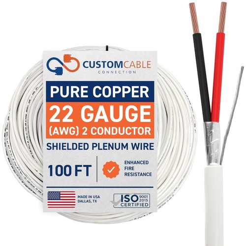 22 Gauge Wire (22 AWG) - 2 Conductor Stranded Copper Shielded Cable ...
