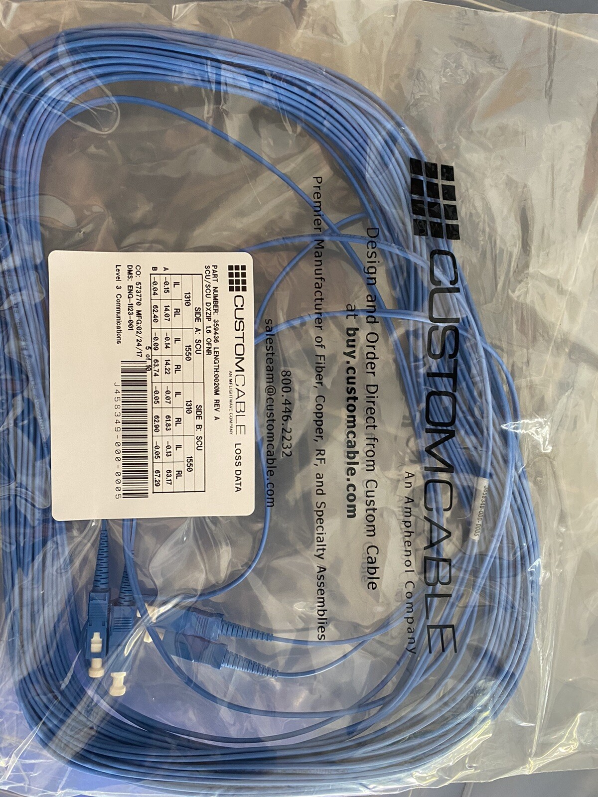 Fiber Optic Jumper Cable SCU/SCU DXZIP 1.6 OFNR 23m | eBay
