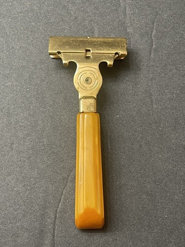 Vintage 1935-1945 Schlick Injector Razor Bakelite Butterscotch Handle ...