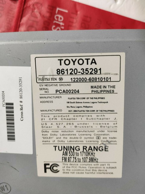 05 Toyota 4runner Stereo CD Player Radio Am FM Cassette 86120-35291 ...