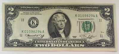 1976 $2 Dollar Bill Low Serial # With Double Digits, VERY RARE, U.S.A ...