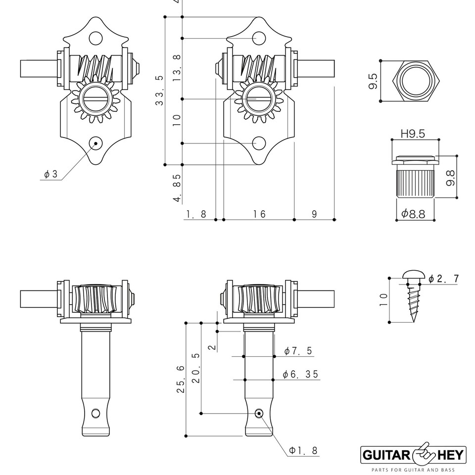 NEW Gotoh SE700-06M OPEN-GEAR Tuning Keys L3+R3 w/ screws 3x3 Tuners ...