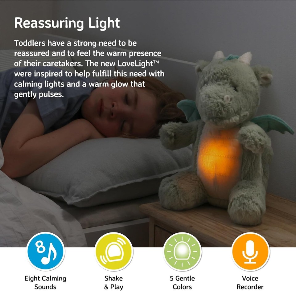 Dragon Super-soft Toy. Light, Sleep Sounds, Voice Recorder, Music White ...
