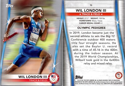 Wil London III #73 Silver 2020 Topps US Olympics & Paralympics Track ...
