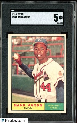 1961 Topps #415 Hank Aaron Milwaukee Braves HOF SGC 5 EX | eBay