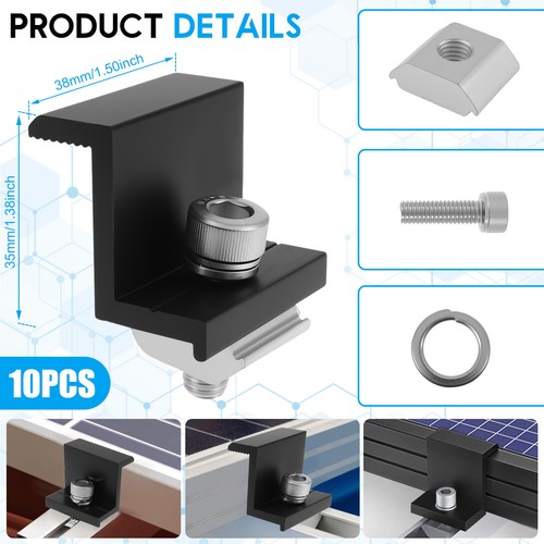 10Pcs Aluminium Alloy Solar Module Assembly Z Clamp Solar Panel End ...
