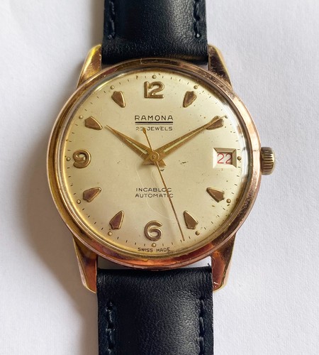 Early 1950s Swiss Ramona Automatic Classic Style Wrist Watch With Date ...