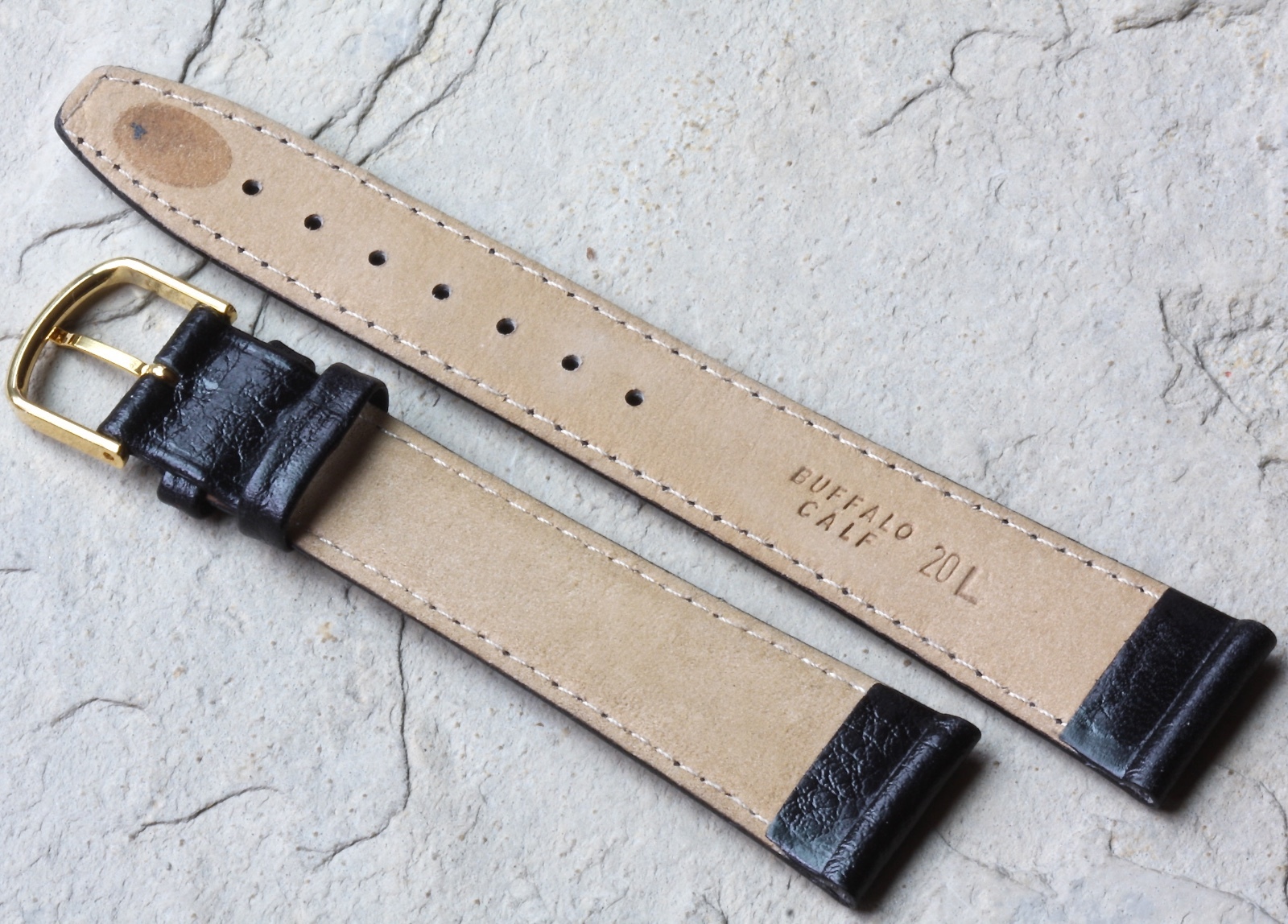 Long Genuine Buffalo Calf 20mm vintage watch strap tapered & fully ...