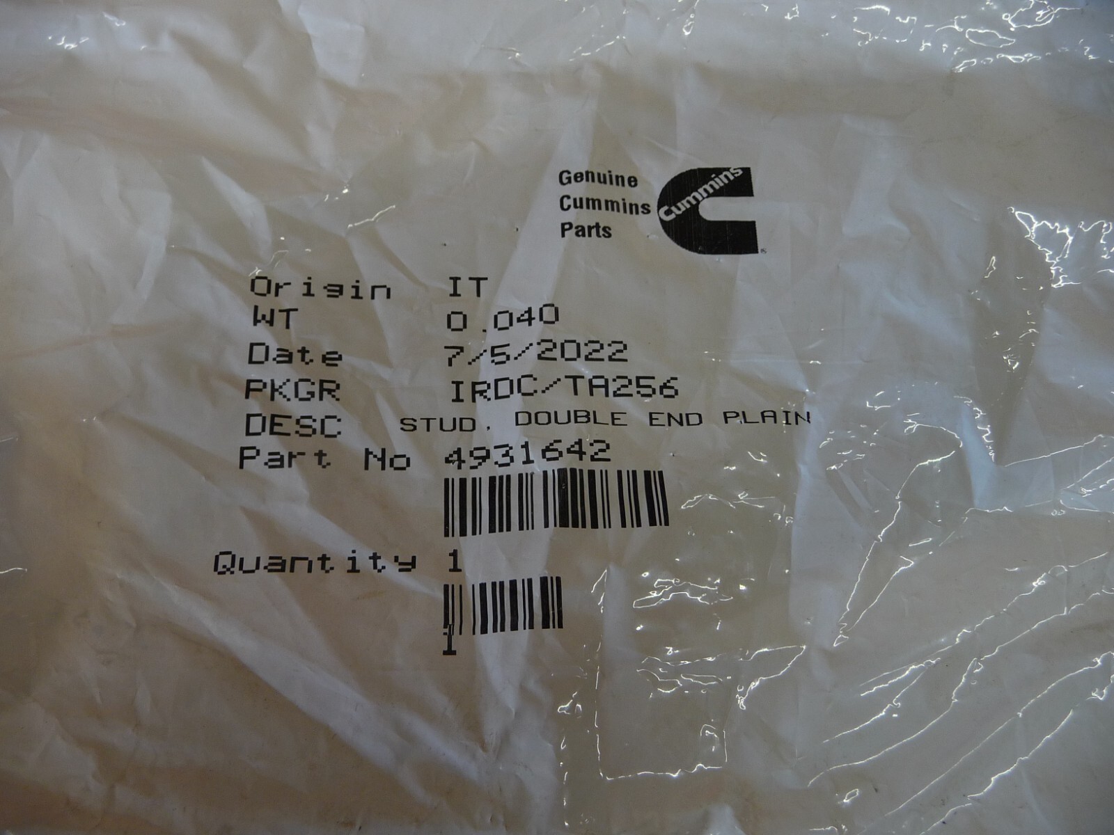 Cummins 4931642 Double End Plain Stud (Lot Of 4) | eBay