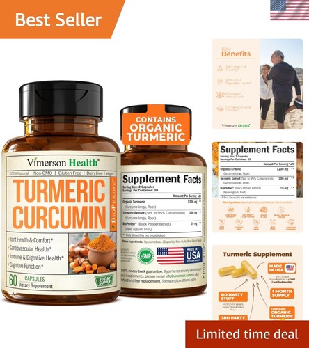 Organic Turmeric Curcumin Capsules - 95% Curcuminoids for Joint ...