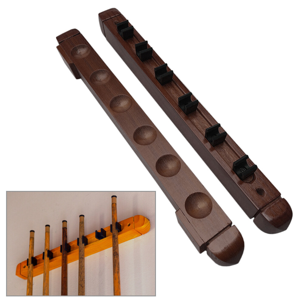 Pool Cue Stick Holder Wall Mount Wooden Billiard Cue Rack Clip for 6 ...