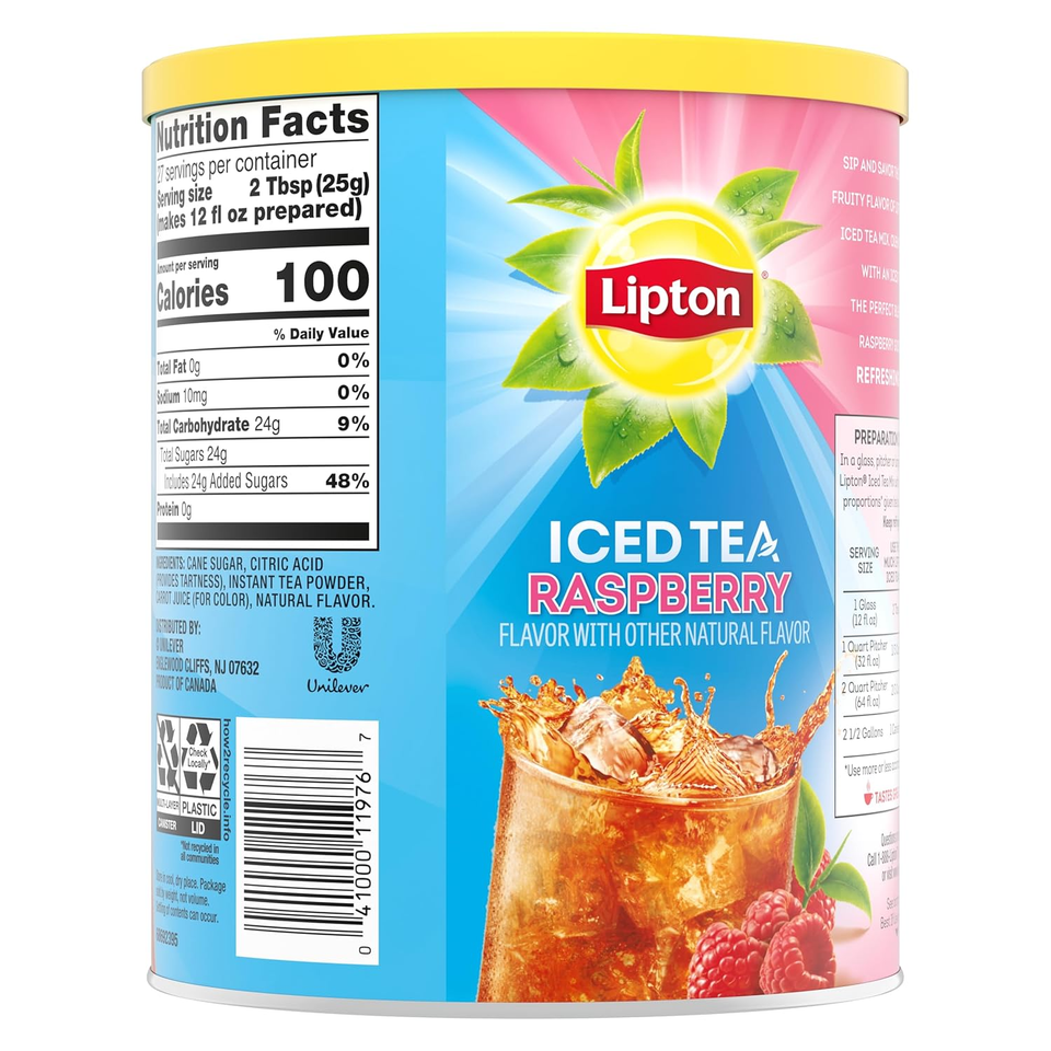 Lipton Raspberry Iced Tea Mix, Sweetened, Makes 10 Quarts | eBay