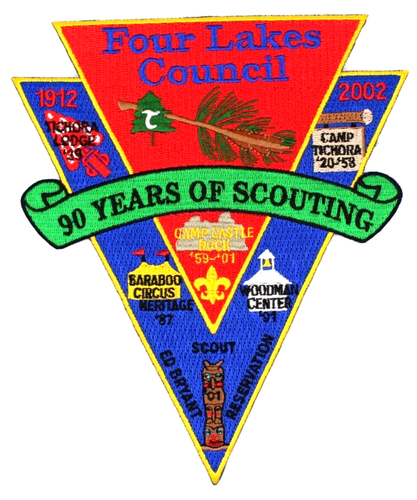 2002 90th Anniversary Jacket Patch Four Lakes Council Wisconsin WI ...