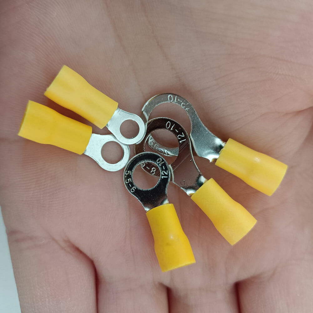 50-300Pcs Yellow 12-10 Gauge Car Ground Wire Ring Terminals Vinyl ...