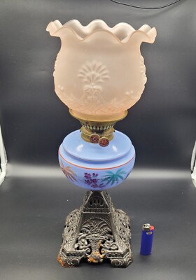 Antique Victorian Oil Lamp cast iron base 19th century | eBay