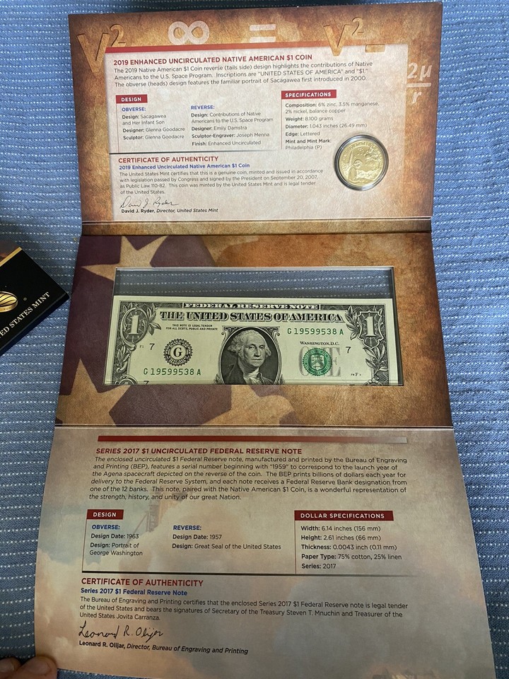 2019 Native American Enhanced Unc. Coin & Currency Set - Rare US Mint ...