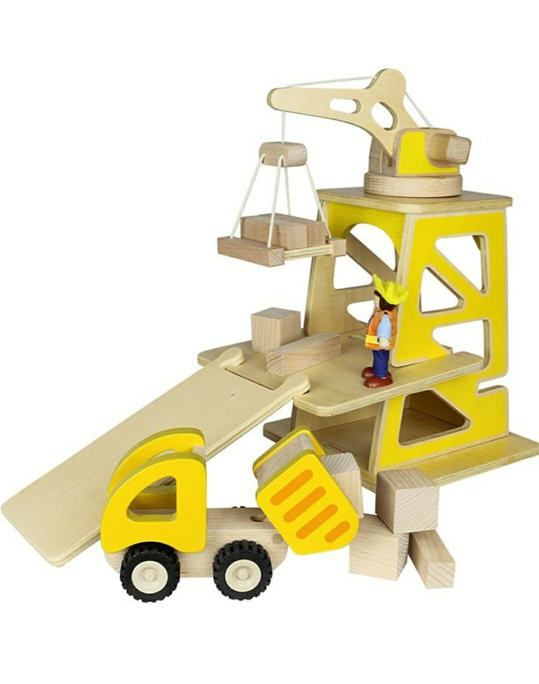 Construction Site Mini Playset 15 Pc Wood 3+ Yrs MasterKidz (New!) | eBay