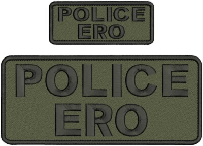 POLICE ERO EMBROIDERY PATCHES 4X10 AND 2X5 HOOK ON BACK RANGER GREEN ON ...